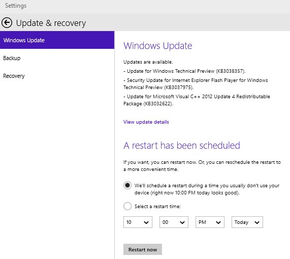 Updates KB3038357 & KB3037975, Windows 10 Build 9926